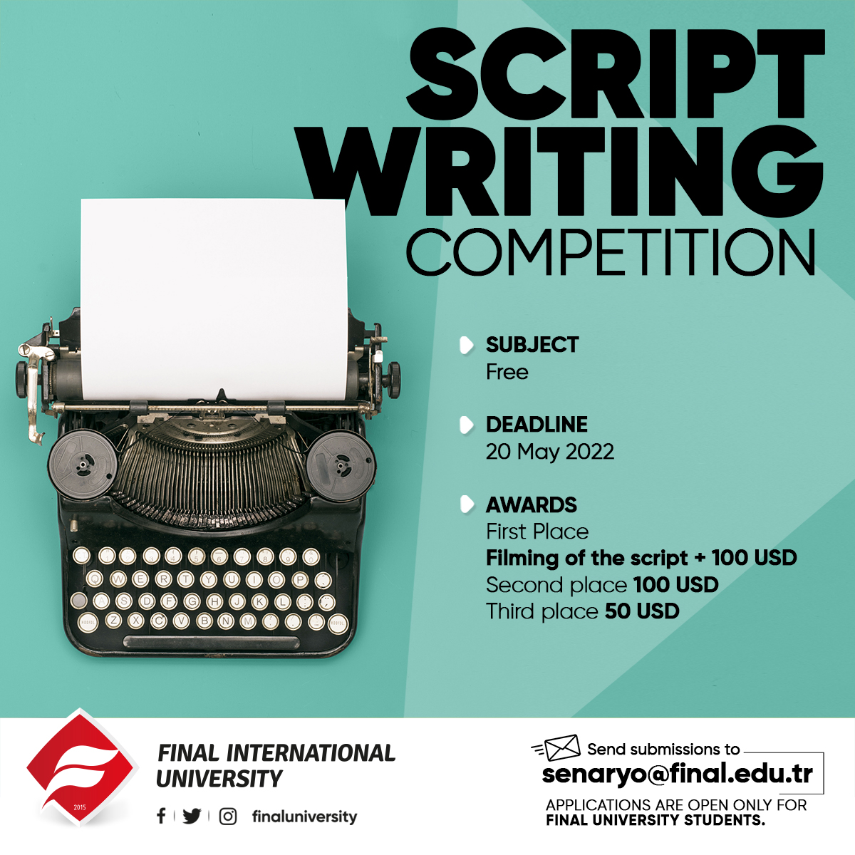 Final International University | Applications are now open for Script ...